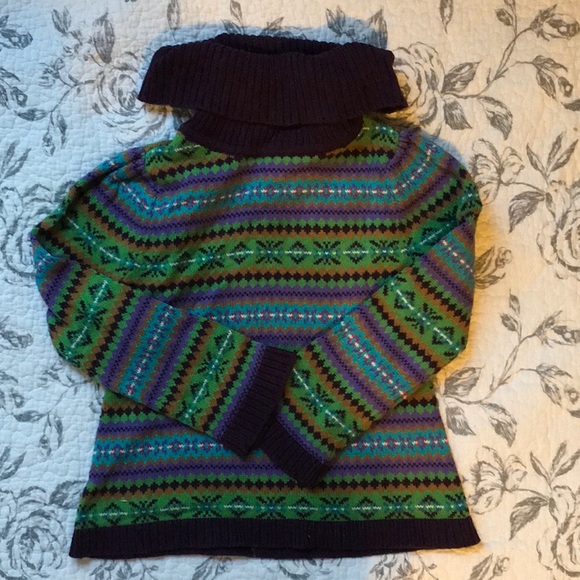 GAP | Shirts & Tops | Vintage Gap Fair Isle Sweater Purple Green 5 Nwt ...